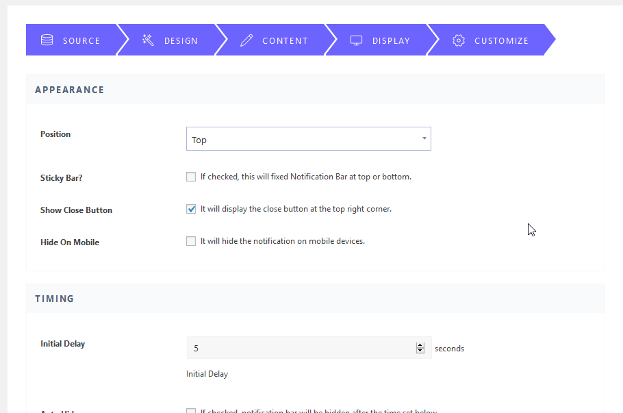 ¿Cómo utilizar la barra de notificaciones en NotificationX? - NotificationX