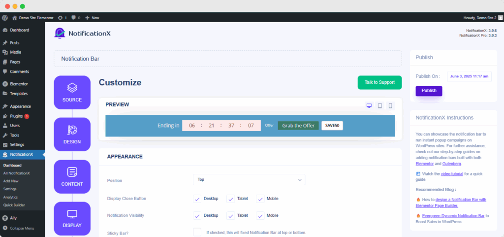 How To Use Notification Bar In Notificationx Notificationx