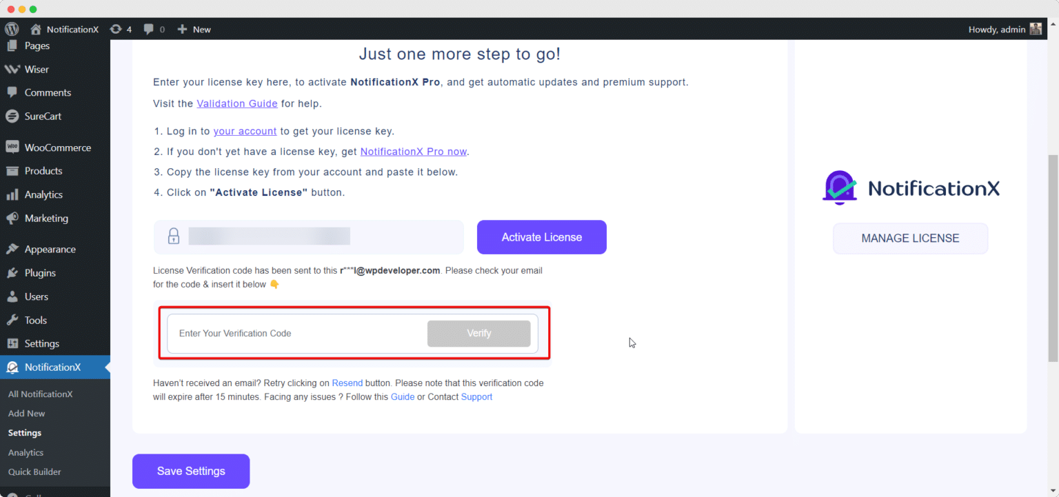 How To Verify & Authenticate Your NotificationX PRO License Key ...