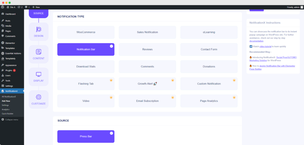How To Configure A Notification Bar In Gutenberg With NotificationX? - NotificationX